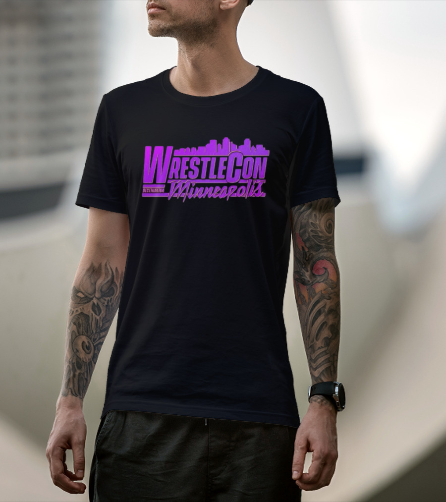 WrestleCon Destination Minneapolis Professional Wrestling Event Skyline T-Shirt