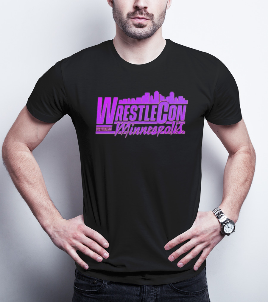 WrestleCon Destination Minneapolis Professional Wrestling Event Skyline T-Shirt