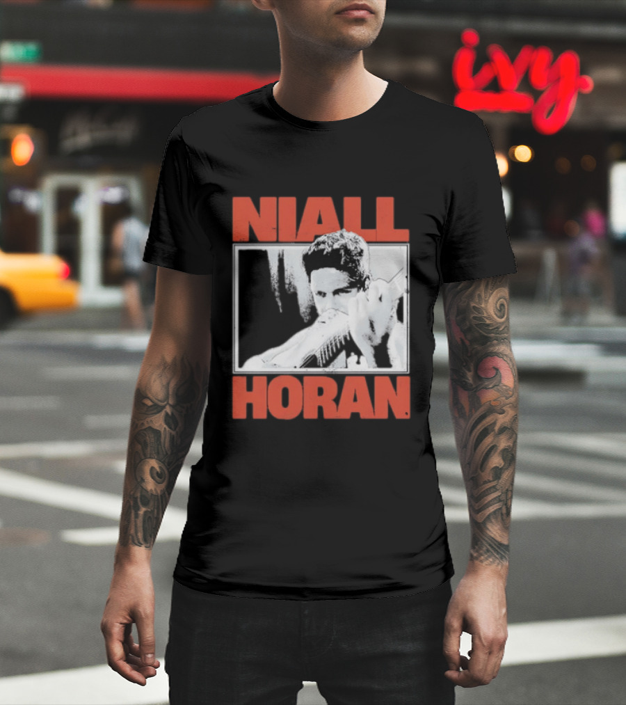 Niall Horan Playing Guitar Black And White T-Shirt
