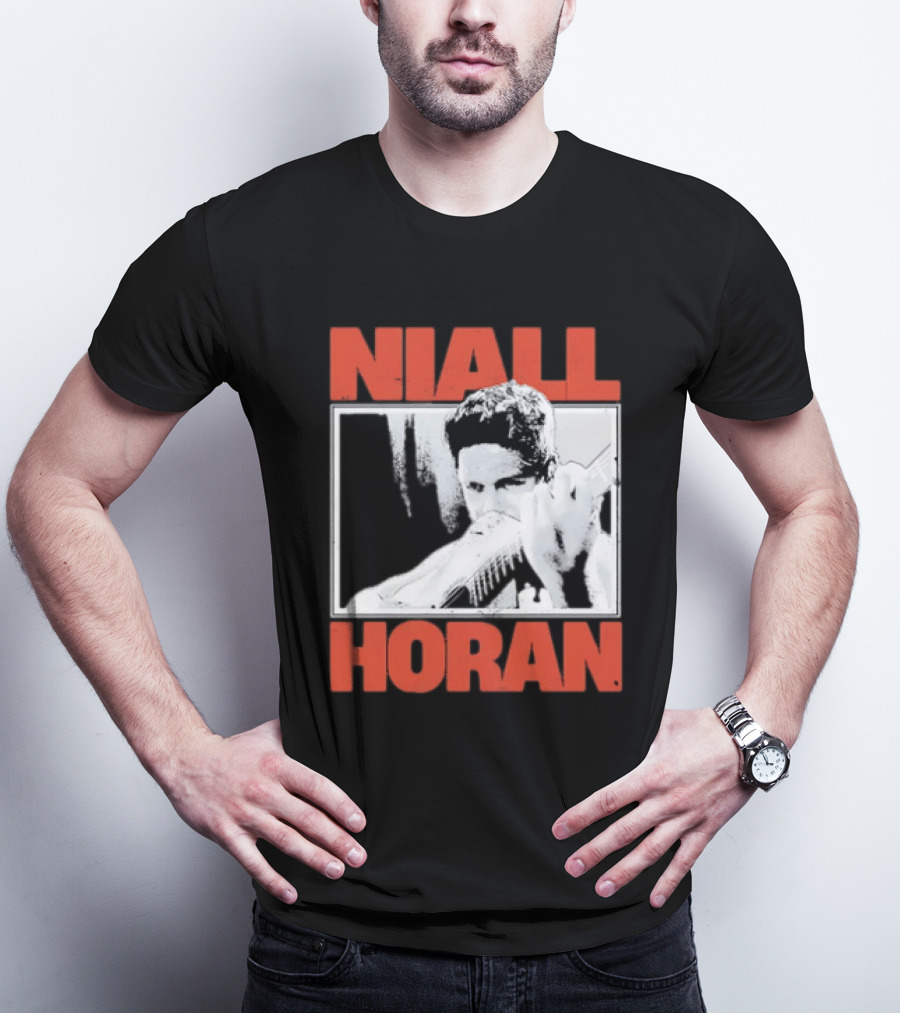 Niall Horan Playing Guitar Black And White T-Shirt