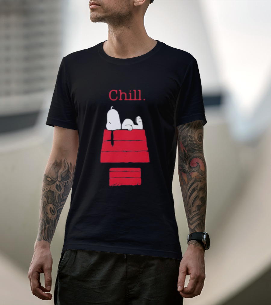 Peanuts Snoopy Chill Relaxing On Red Doghouse T-Shirt