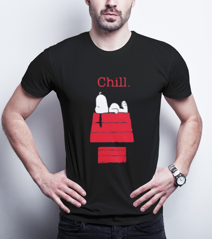 Peanuts Snoopy Chill Relaxing On Red Doghouse T-Shirt