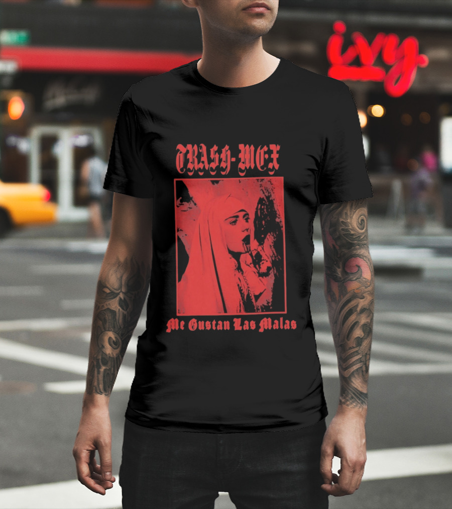 Trash Mex Me Gustan Las Malas Nun Iconic Red Nun T-Shirt