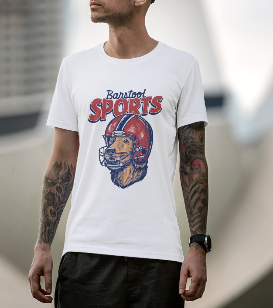 Barstool Sports Helmet Dog Red Football Fan T-Shirt