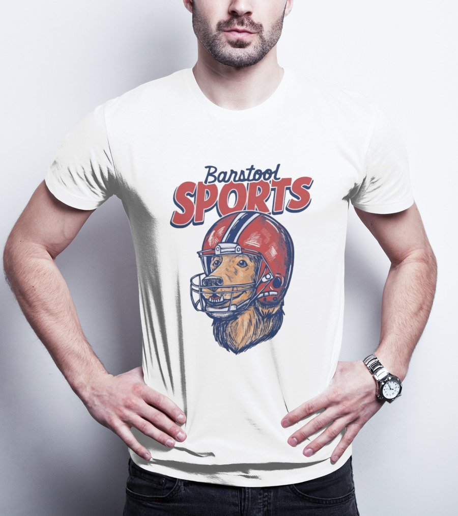 Barstool Sports Helmet Dog Red Football Fan T-Shirt