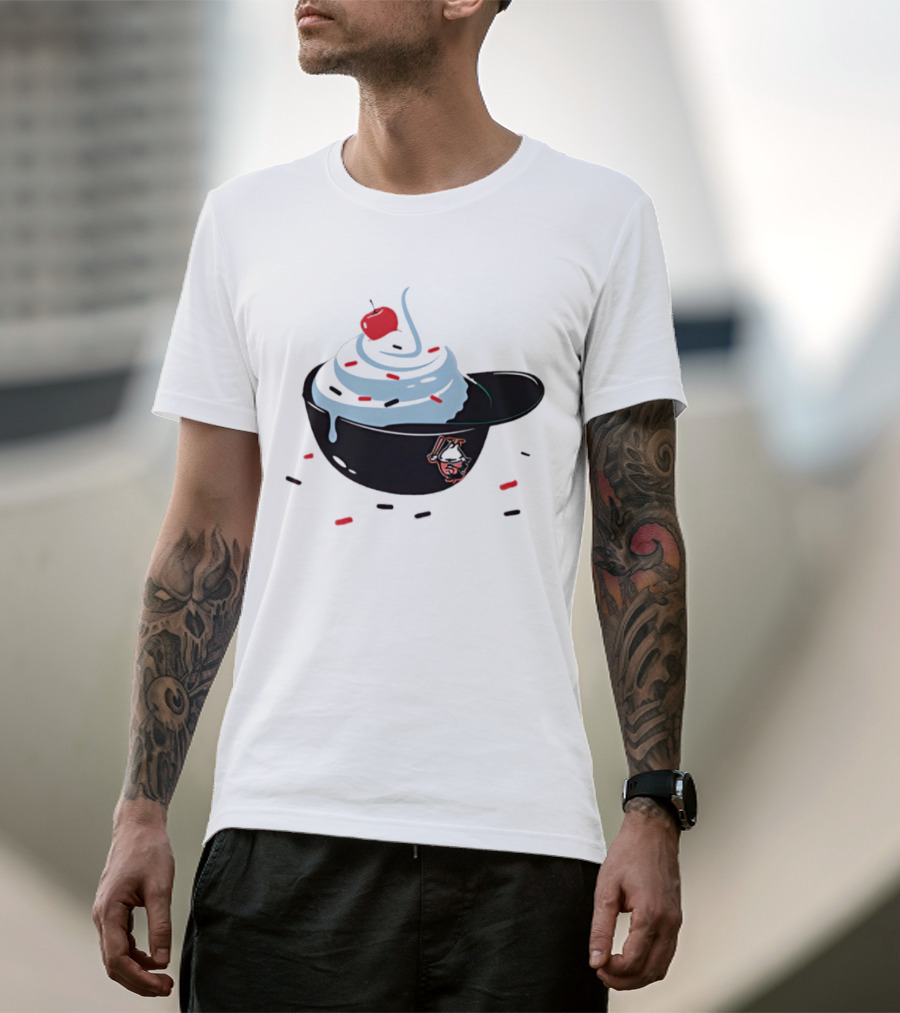 Baseballism Ice Cream Helmet Sundae With Cherry Baseball T-Shirt