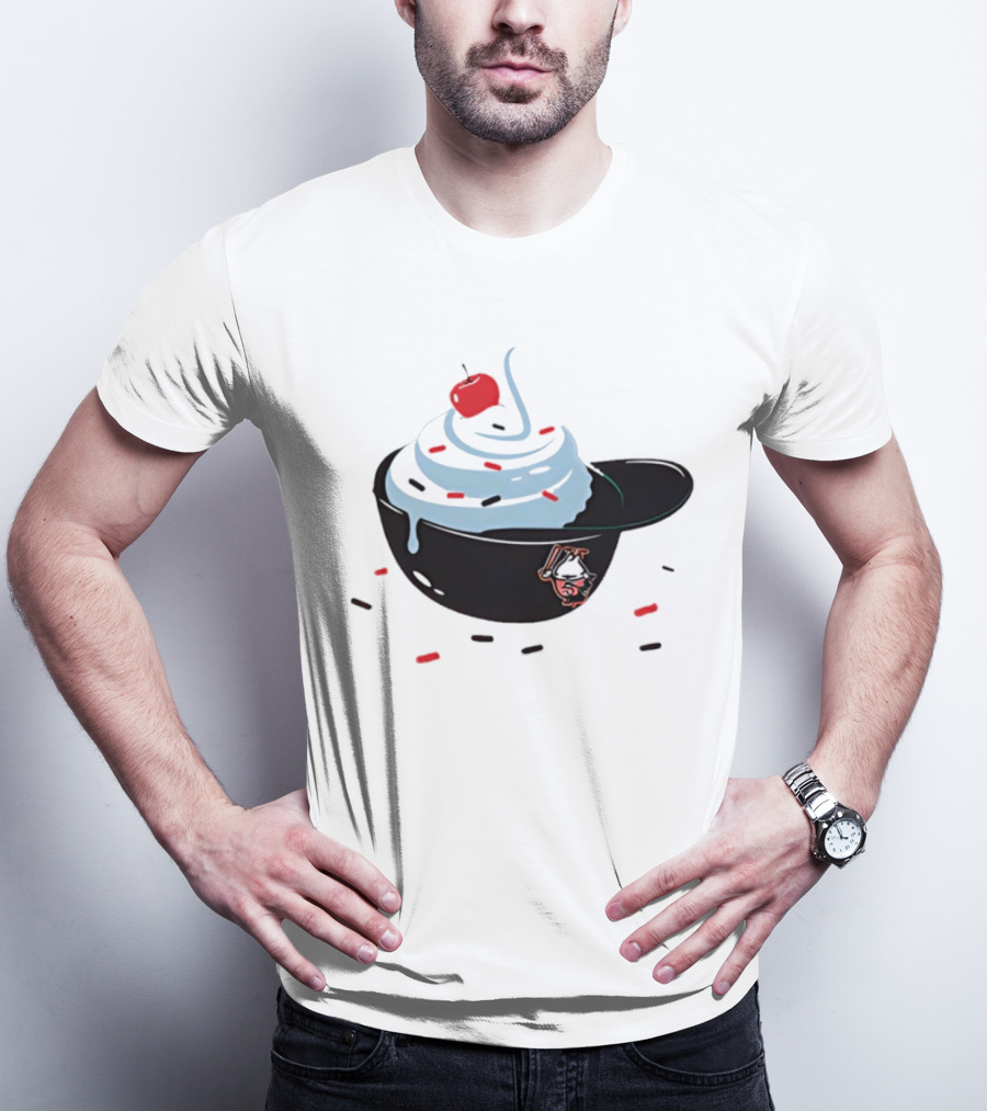 Baseballism Ice Cream Helmet Sundae With Cherry Baseball T-Shirt