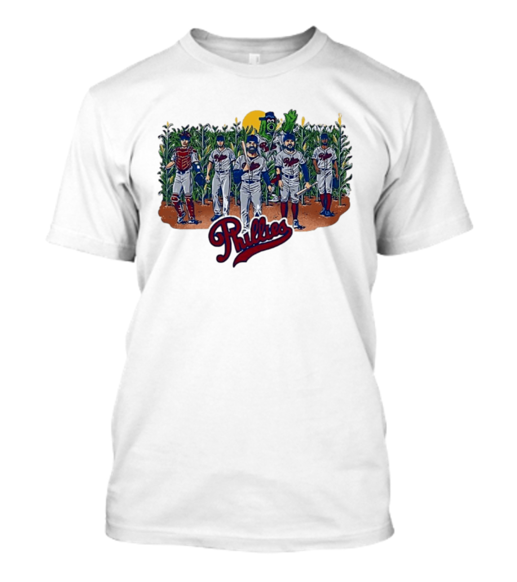 Philadelphia Phillies Players And Phillie Phanatic Among Cornfield T-Shirt