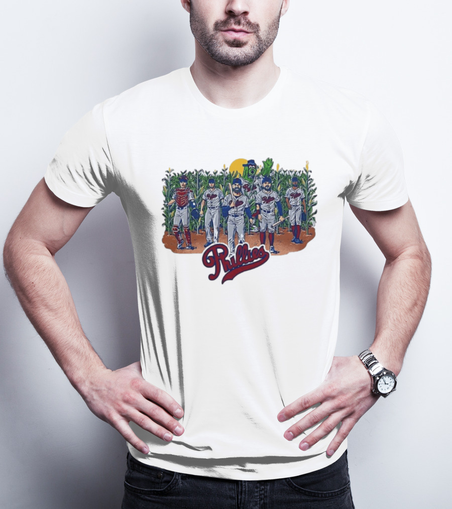 Philadelphia Phillies Players And Phillie Phanatic Among Cornfield T-Shirt