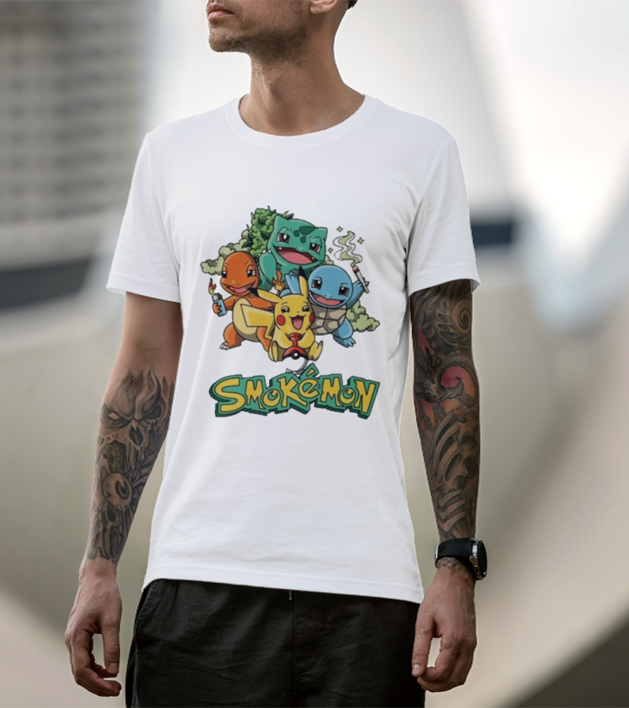 Smokemon Pikachu Charmander Squirtle Bulbasaur Fun T-Shirt