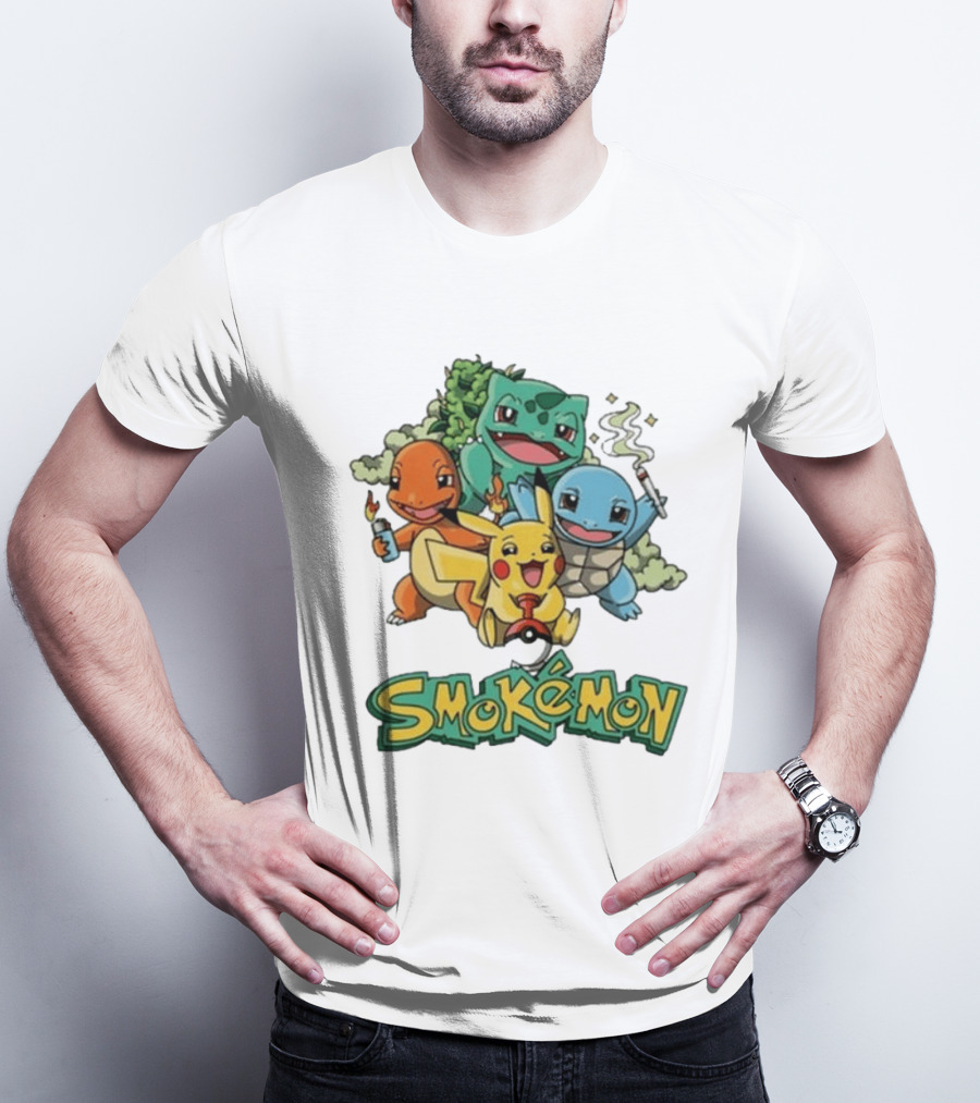 Smokemon Pikachu Charmander Squirtle Bulbasaur Fun T-Shirt
