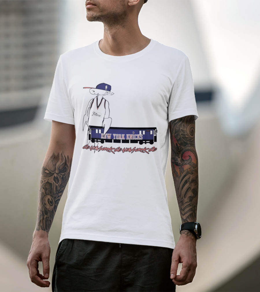 Futura New York Knicks Go New York Go Subway Train Basketball T-Shirt
