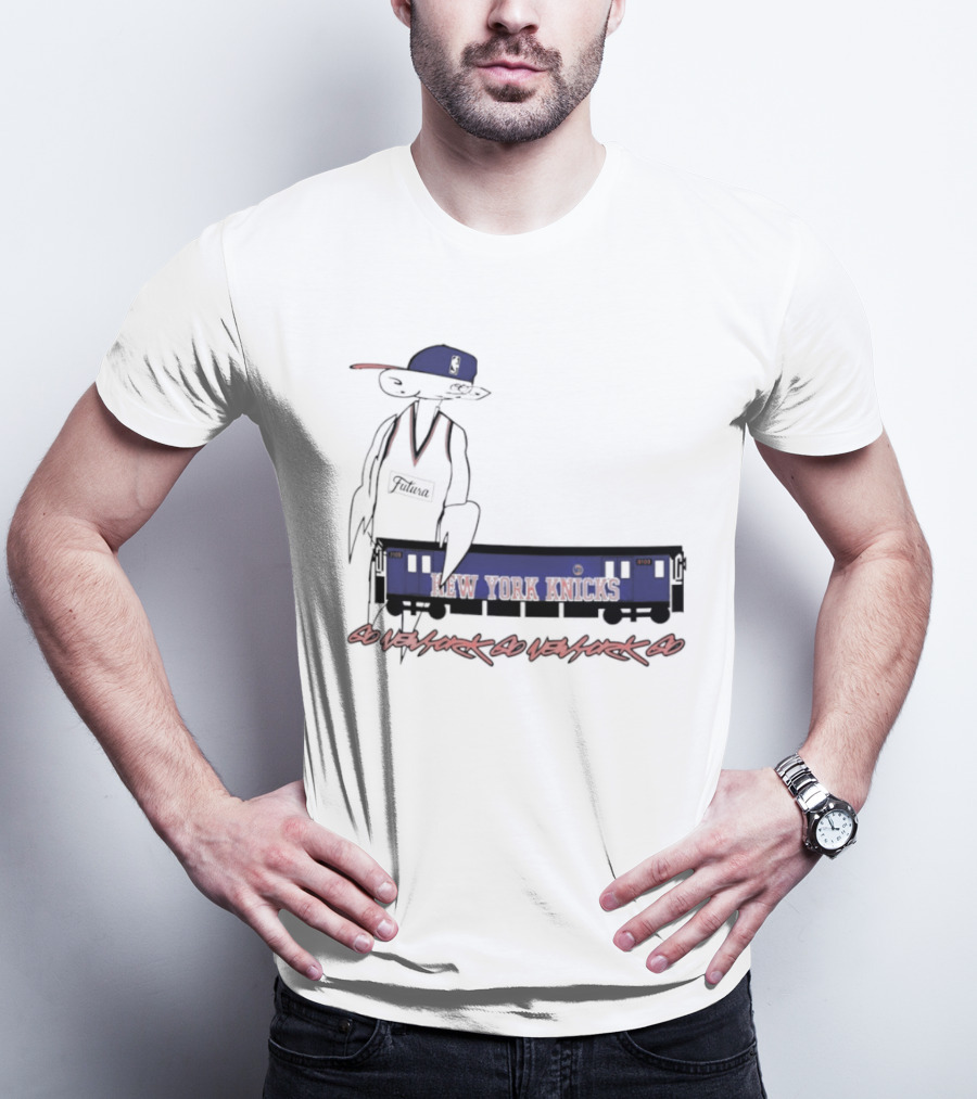 Futura New York Knicks Go New York Go Subway Train Basketball T-Shirt