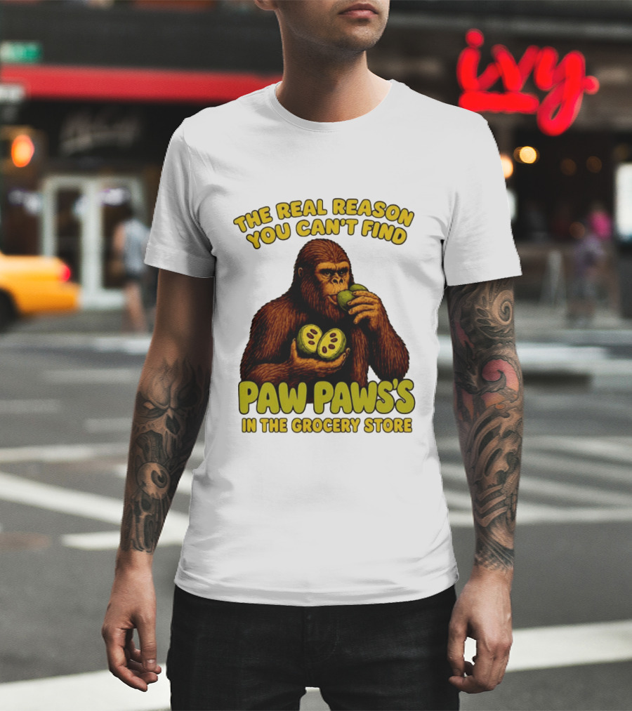 Pawpaw Fruit Mystery Sasquatch Eating Pawpaws In Grocery Store T-Shirt