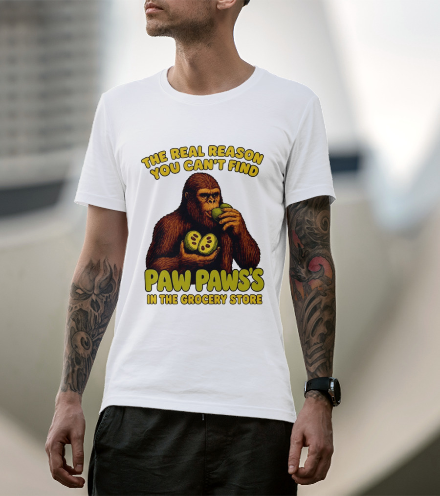 Pawpaw Fruit Mystery Sasquatch Eating Pawpaws In Grocery Store T-Shirt