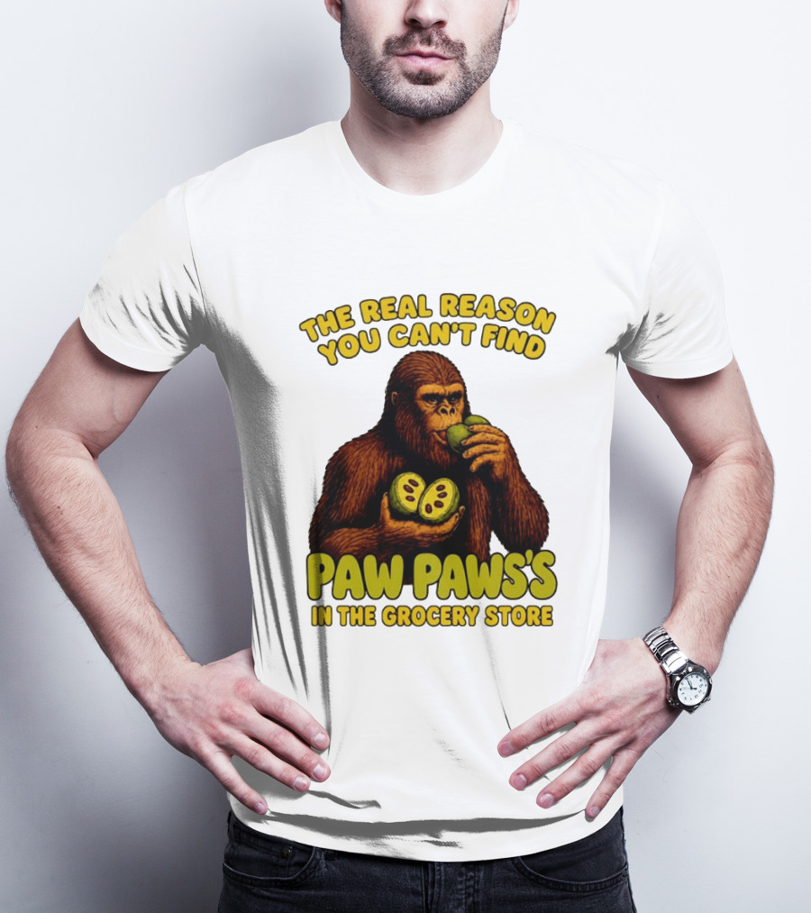 Pawpaw Fruit Mystery Sasquatch Eating Pawpaws In Grocery Store T-Shirt