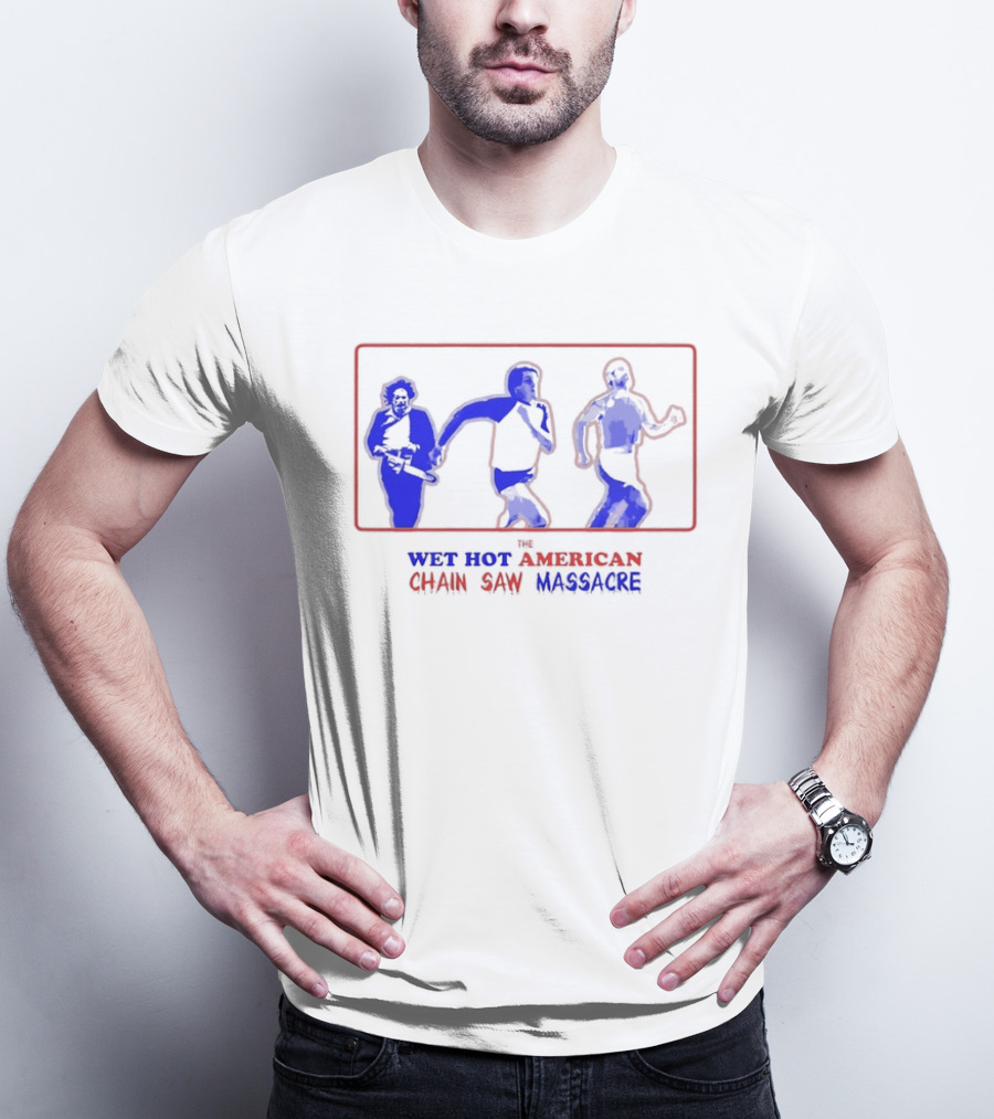 Wet Hot American Chain Saw Massacre Silhouettes Dance Comedy Horror Mashup T-Shirt