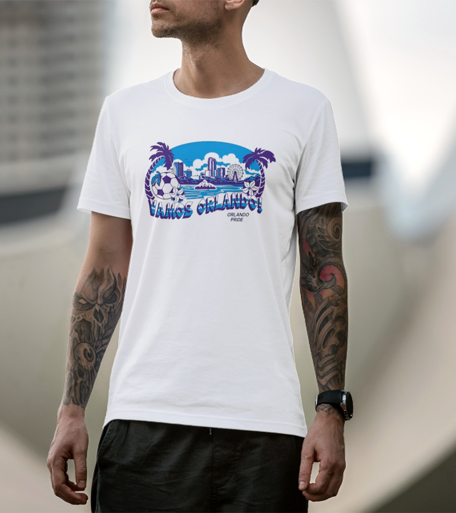 Vamos Orlando Orlando Pride Skyline Soccer Tropical Cityscape T-Shirt