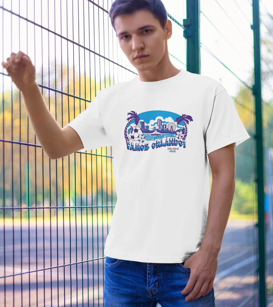 Vamos Orlando Orlando Pride Skyline Soccer Tropical Cityscape T-Shirt