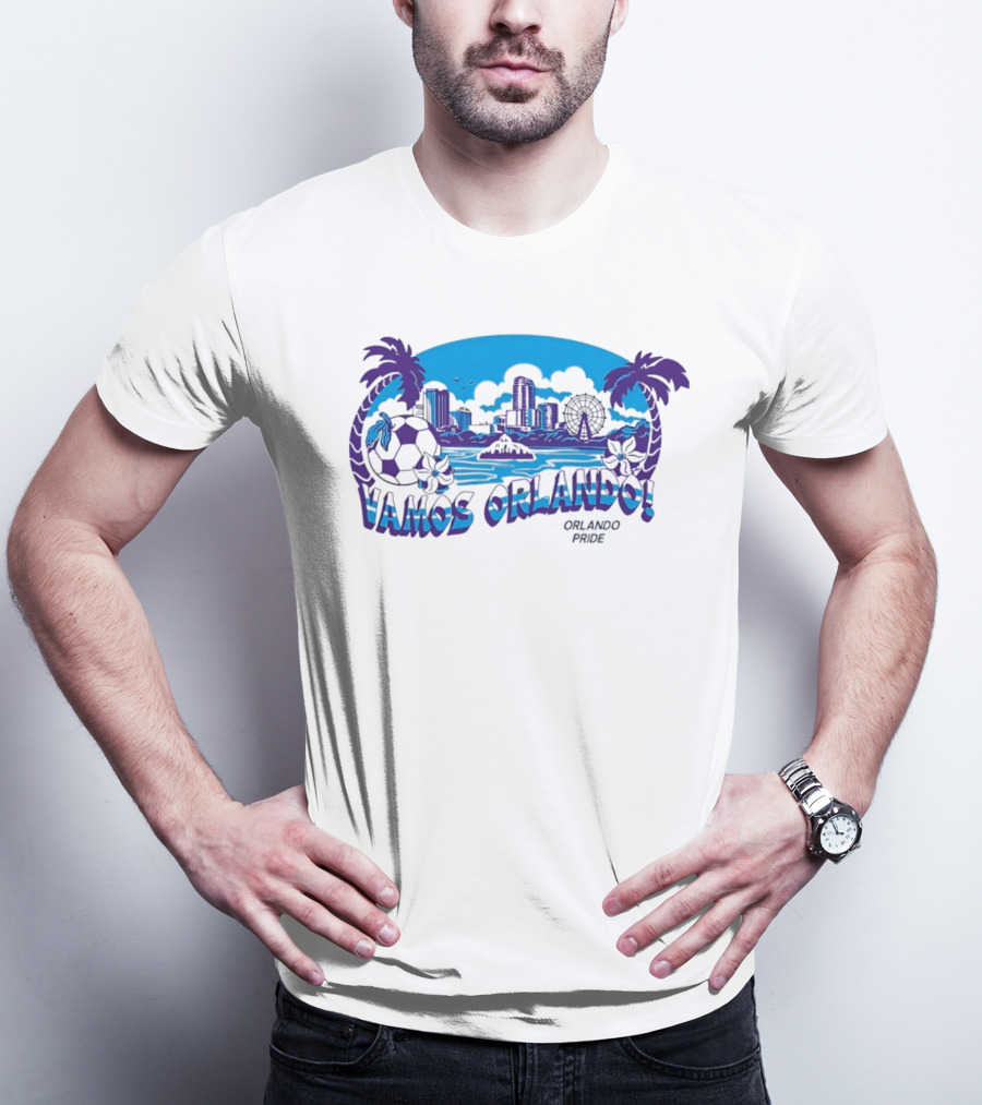 Vamos Orlando Orlando Pride Skyline Soccer Tropical Cityscape T-Shirt