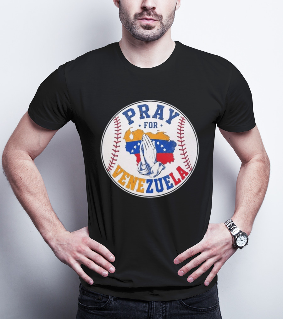 Pray For Venezuela Baseball Map Hands T-Shirt