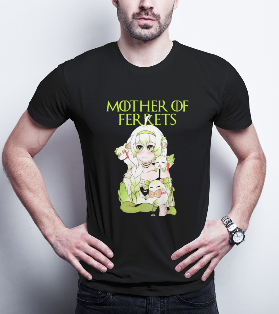 Mother Of Ferrets Anime Girl Ferret Lover Cute Kawaii T-Shirt