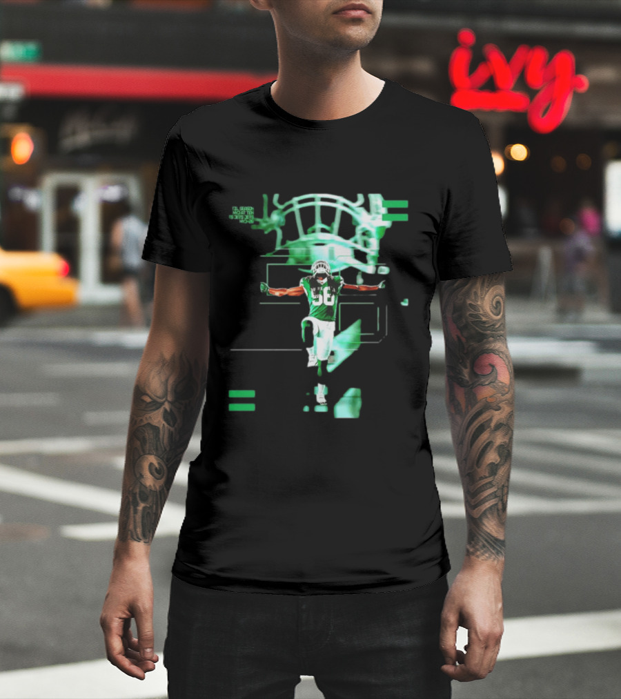 New York Jets 56 Days Til Season Countdown With Football Player And Helmet T-Shirt