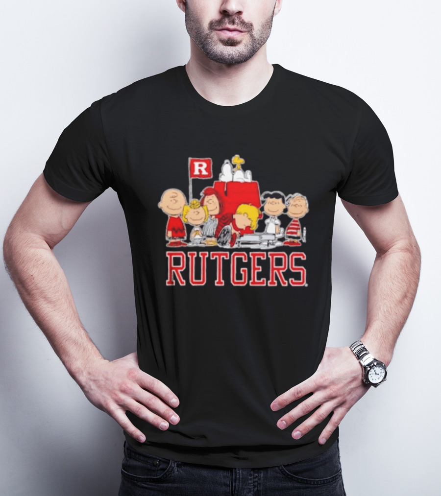 Peanuts Characters Rutgers Scarlet Knights Snoopy Woodstock Lucy Charlie Brown T-Shirt