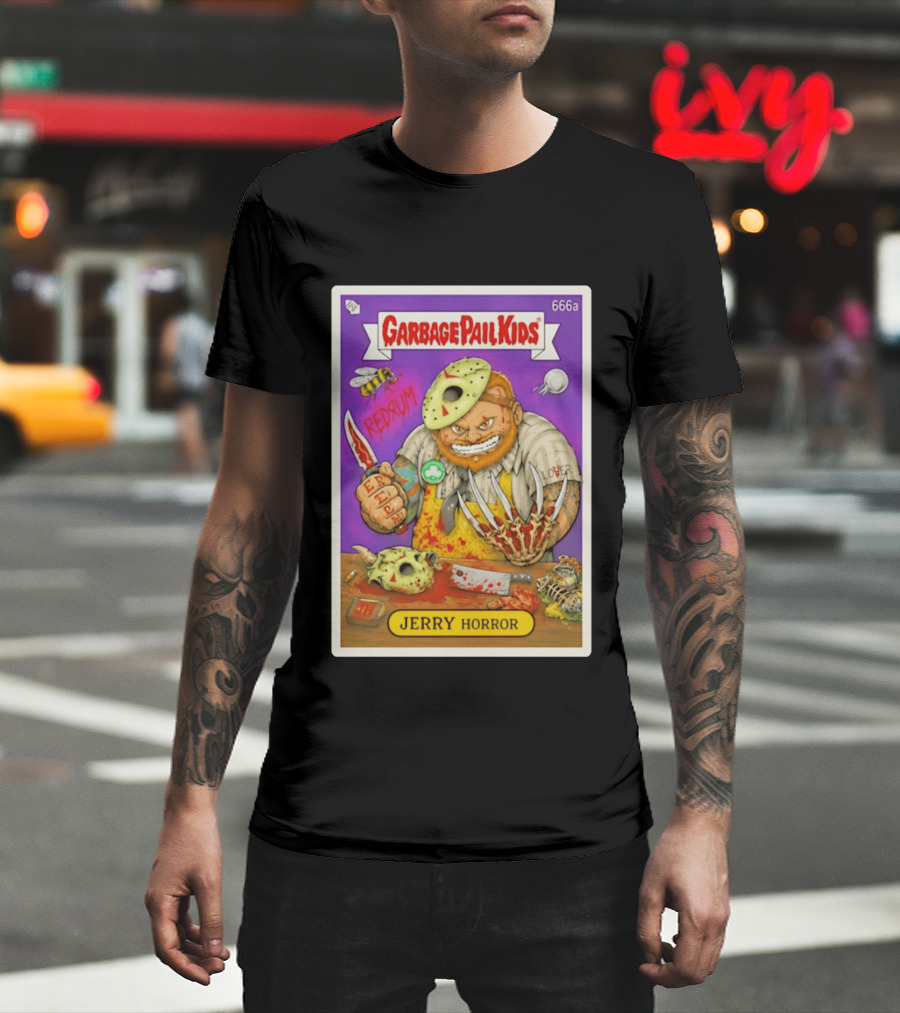 Garbage Pail Kids 666a Jerry Horror Redrum Trading Card T-Shirt