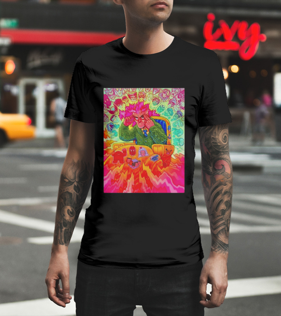 Professor X Dazzler World Tour X Men Collage Psychedelic Comic Art Marvel Characters T-Shirt