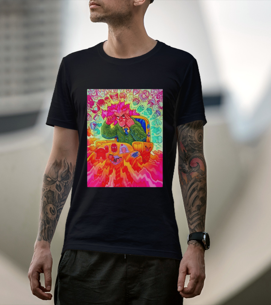 Professor X Dazzler World Tour X Men Collage Psychedelic Comic Art Marvel Characters T-Shirt