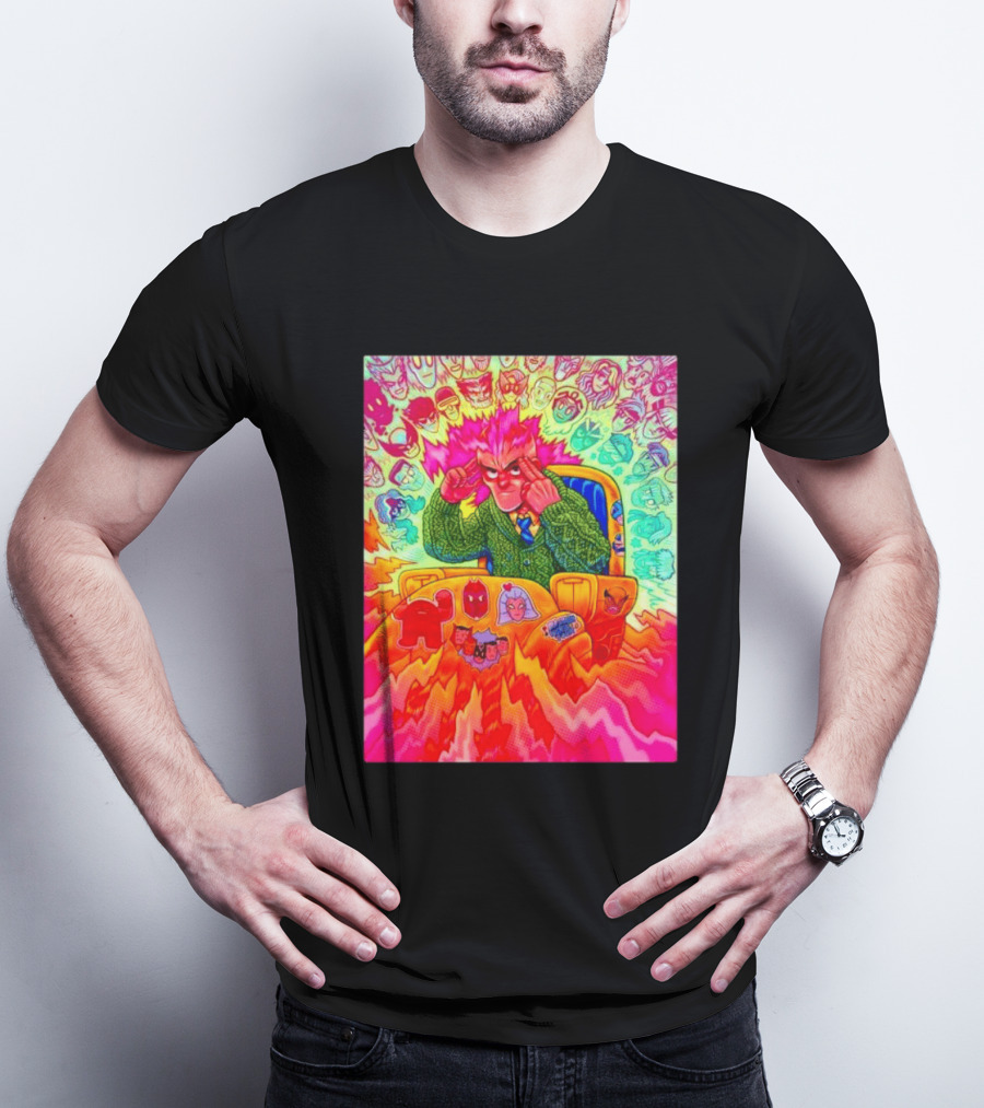 Professor X Dazzler World Tour X Men Collage Psychedelic Comic Art Marvel Characters T-Shirt