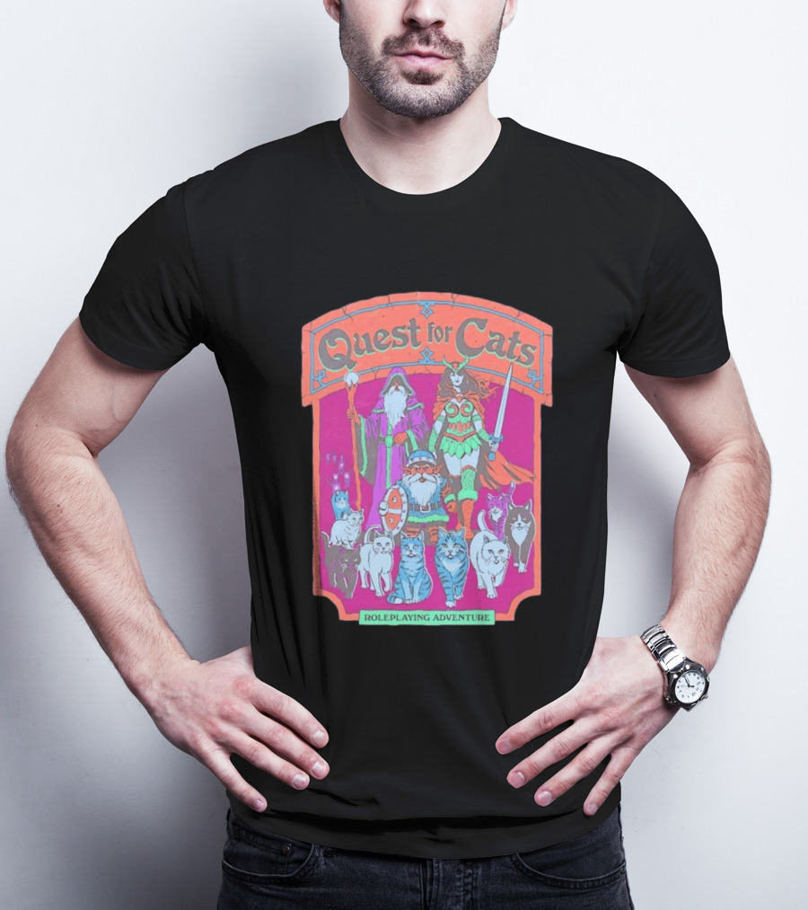 Quest For Cats Fantasy Roleplaying Adventure Mage Warriors And Cats T-Shirt