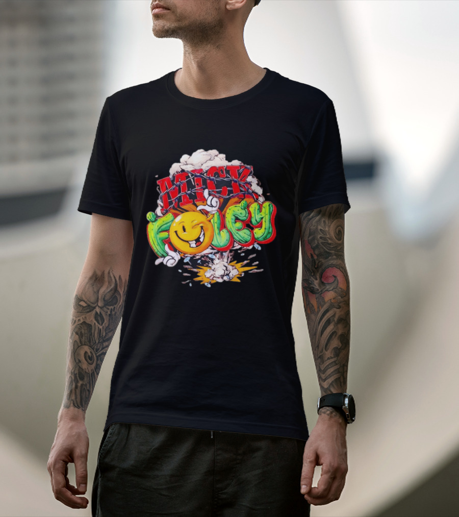 Mick Foley Cactus Smiley Face Barbed Wire Explosive Burst T-Shirt