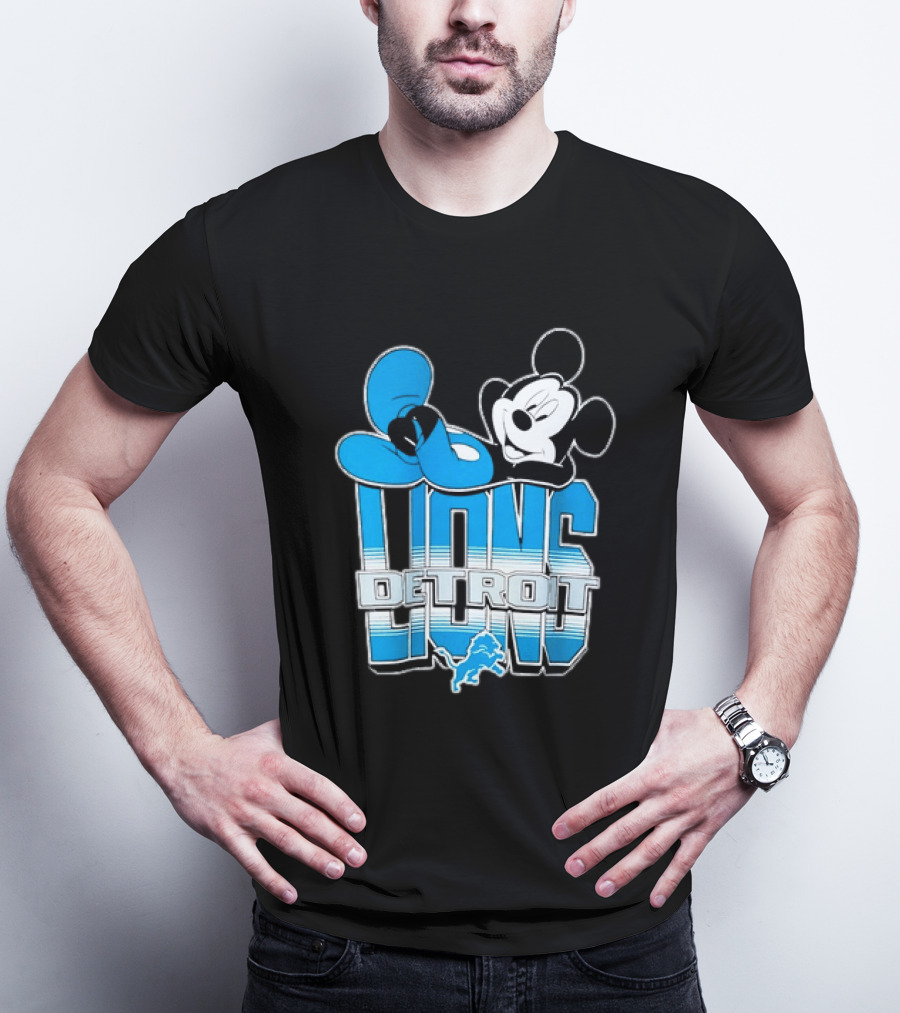 Mickey Mouse Relaxing Detroit Lions Disney Football T-Shirt