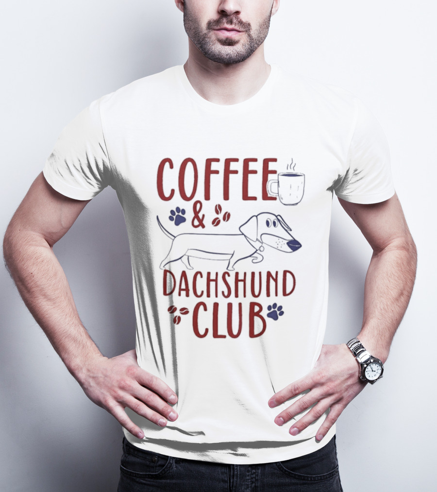 Coffee And Dachshund Club Paw Print Caffeine Espresso T-Shirt