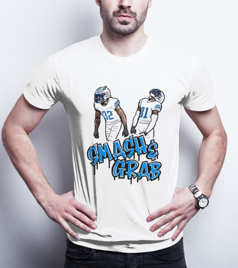 Detroit Lions Smash And Grab Football Players 32 And 31 Sports Fan Gear T-Shirt