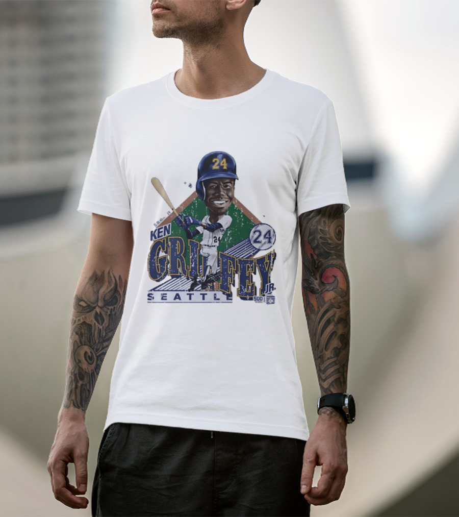 Ken Griffey Jr 24 Seattle Mariners 500 HR Club Distressed T-Shirt