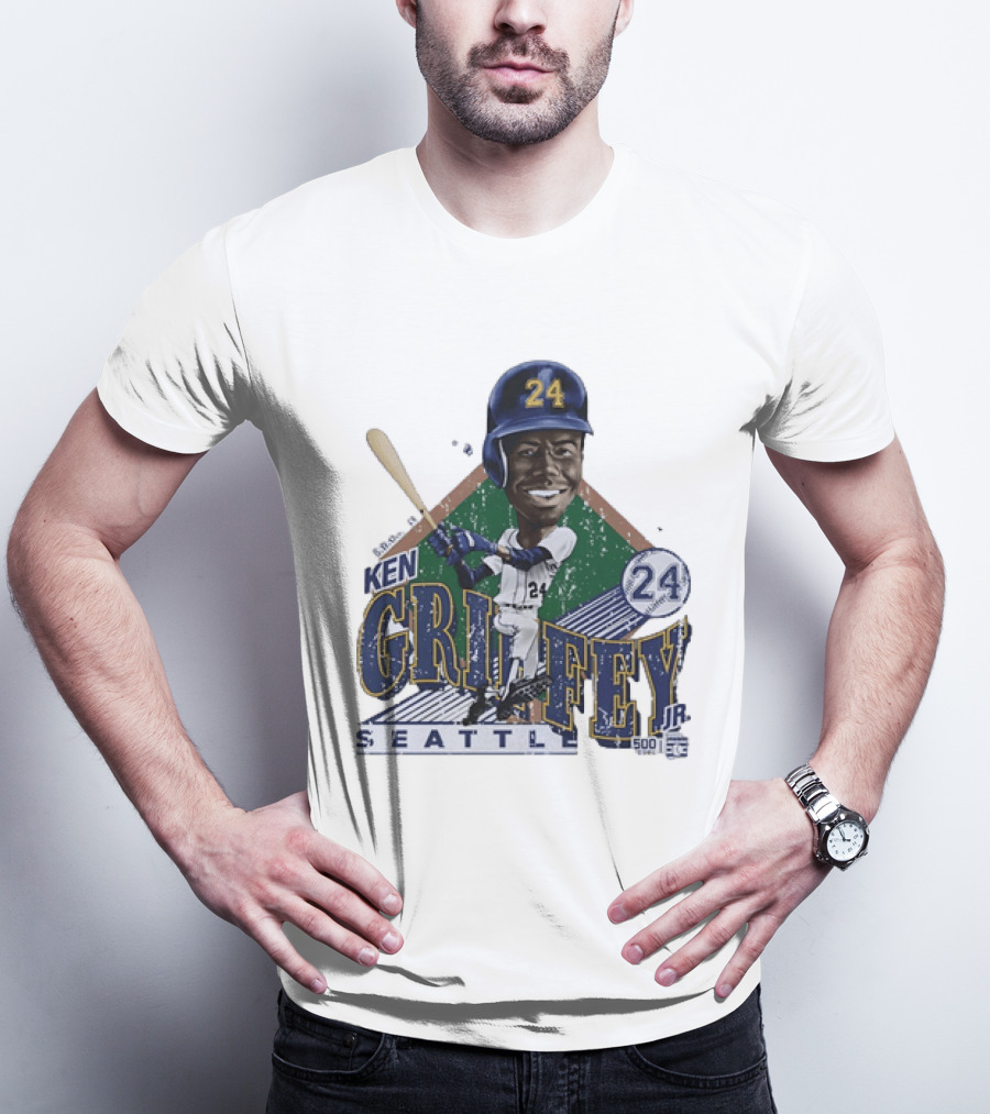 Ken Griffey Jr 24 Seattle Mariners 500 HR Club Distressed T-Shirt