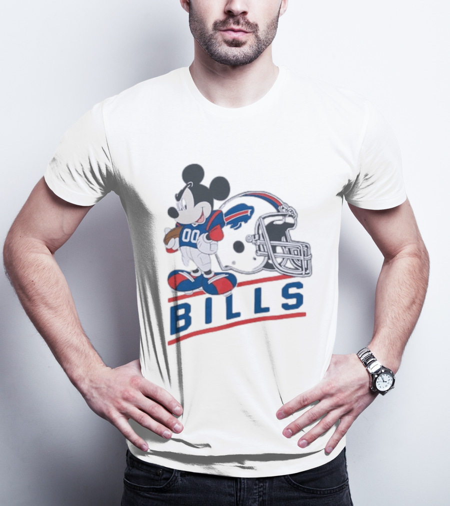 Mickey Mouse Buffalo Bills 00 Jersey Football Helmet T-Shirt