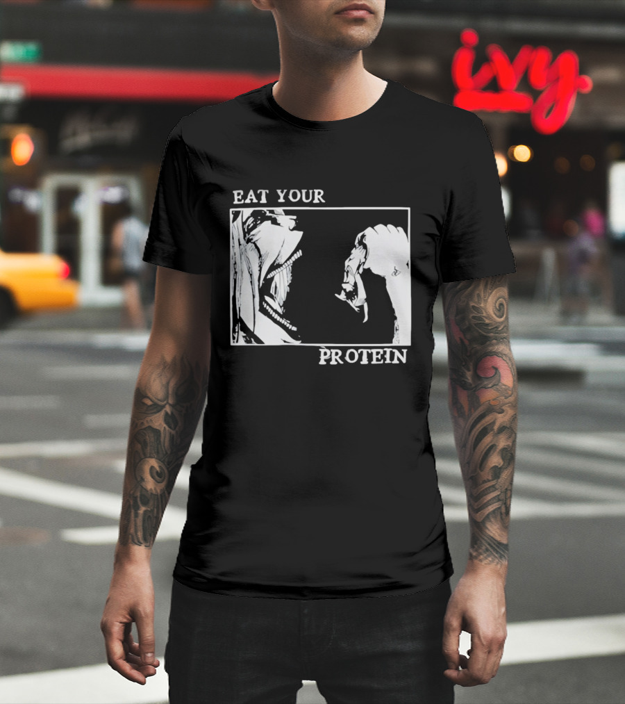 Eat Your Protein Beast Devouring Prey Fierce Motivation T-Shirt