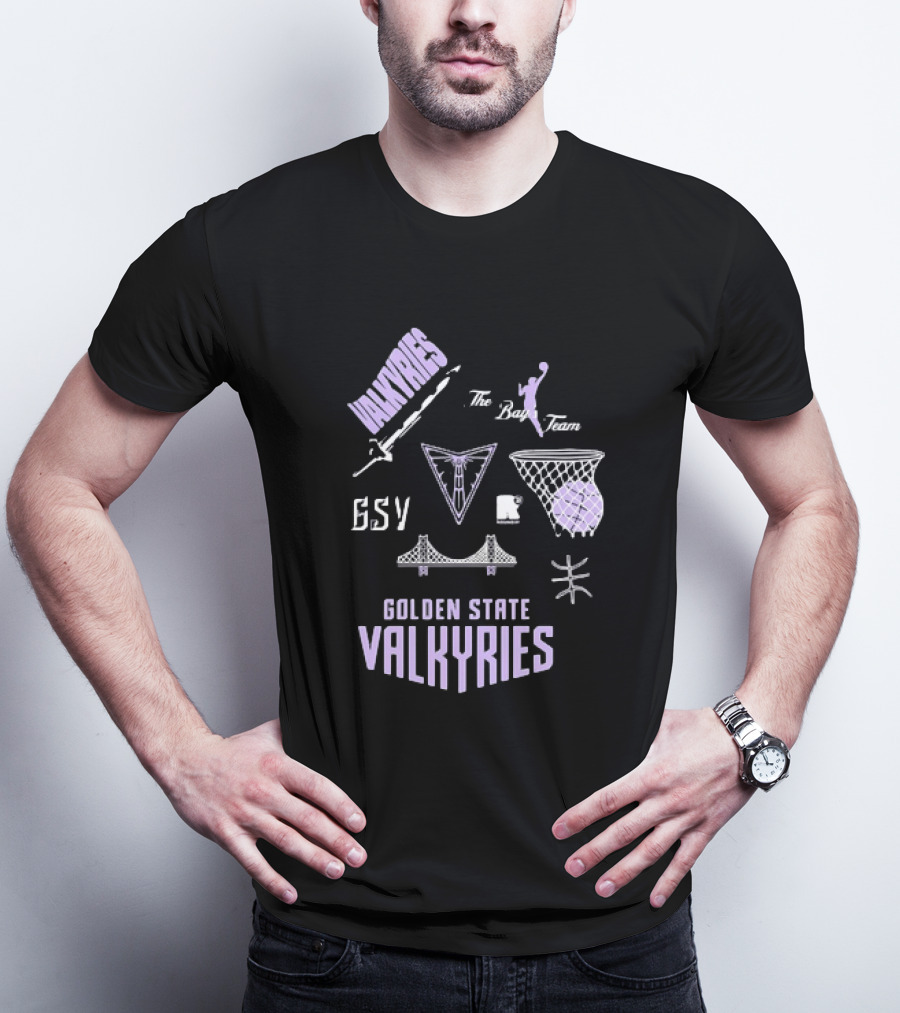 Golden State Valkyries The Bay's Team Basketball Collage GSV Bridge Sword T-Shirt