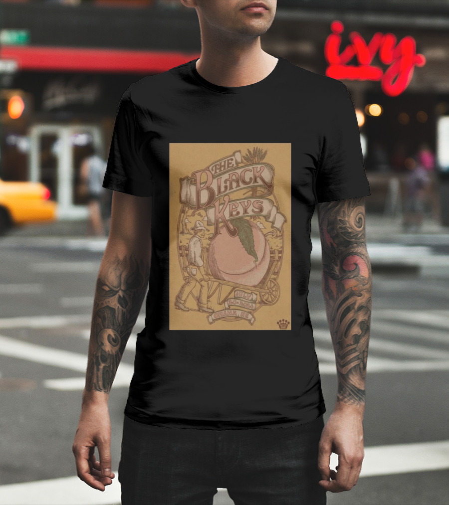 The Black Keys Omaha NE July 20 2026 Peach Cart Astro Amphitheater T-Shirt