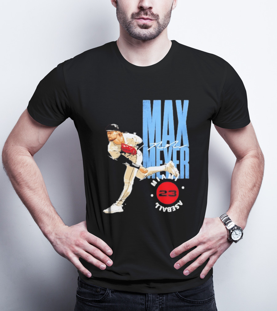 Max Meyer Miami Marlins Baseball 23 Stamp T-Shirt