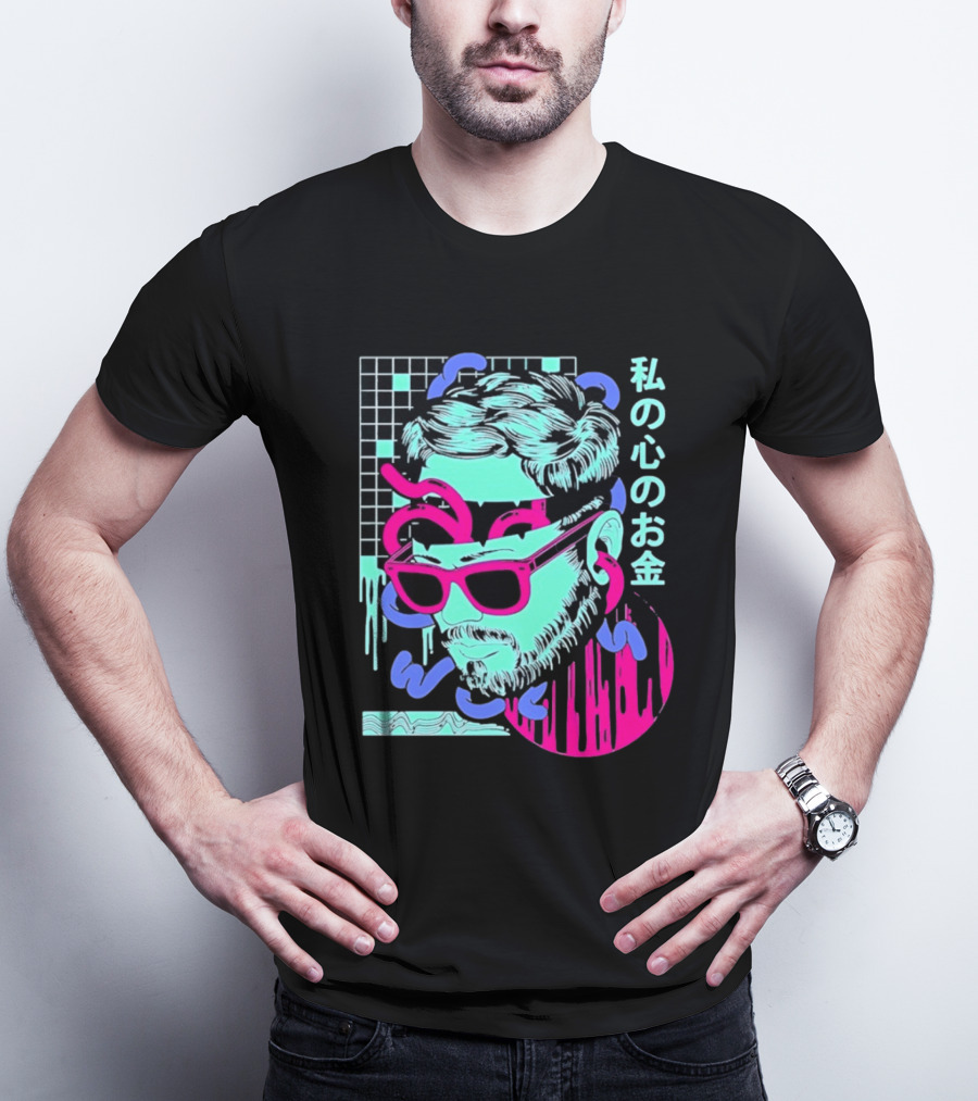 Vaporwave Aesthetic Japanese Cyberpunk Sunglasses Drip Grid T-Shirt