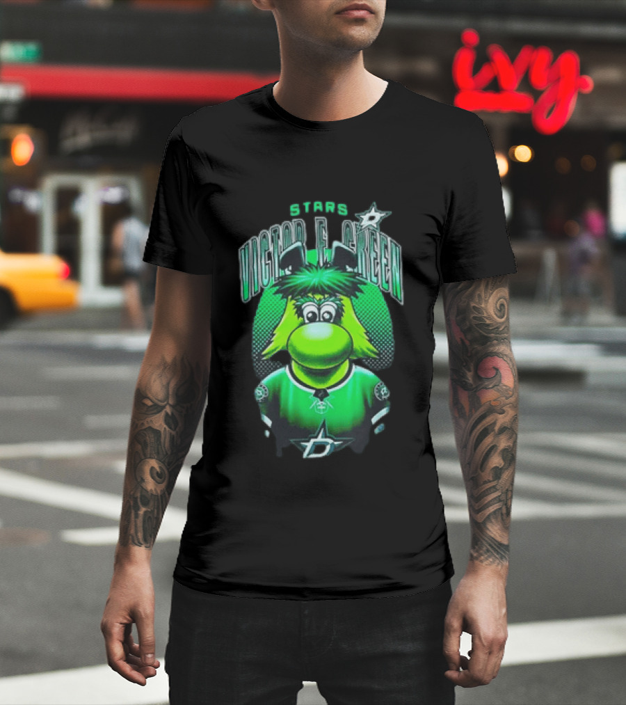 Dallas Stars Victor E Green Mascot NHL Fan Gear T-Shirt