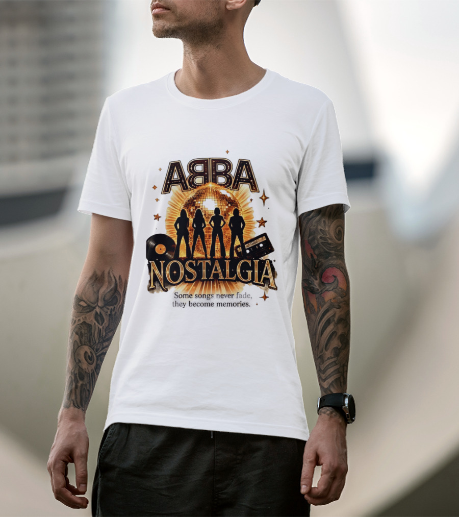 ABBA Nostalgia Some Songs Never Fade Memories Disco Vinyl Cassette T-Shirt