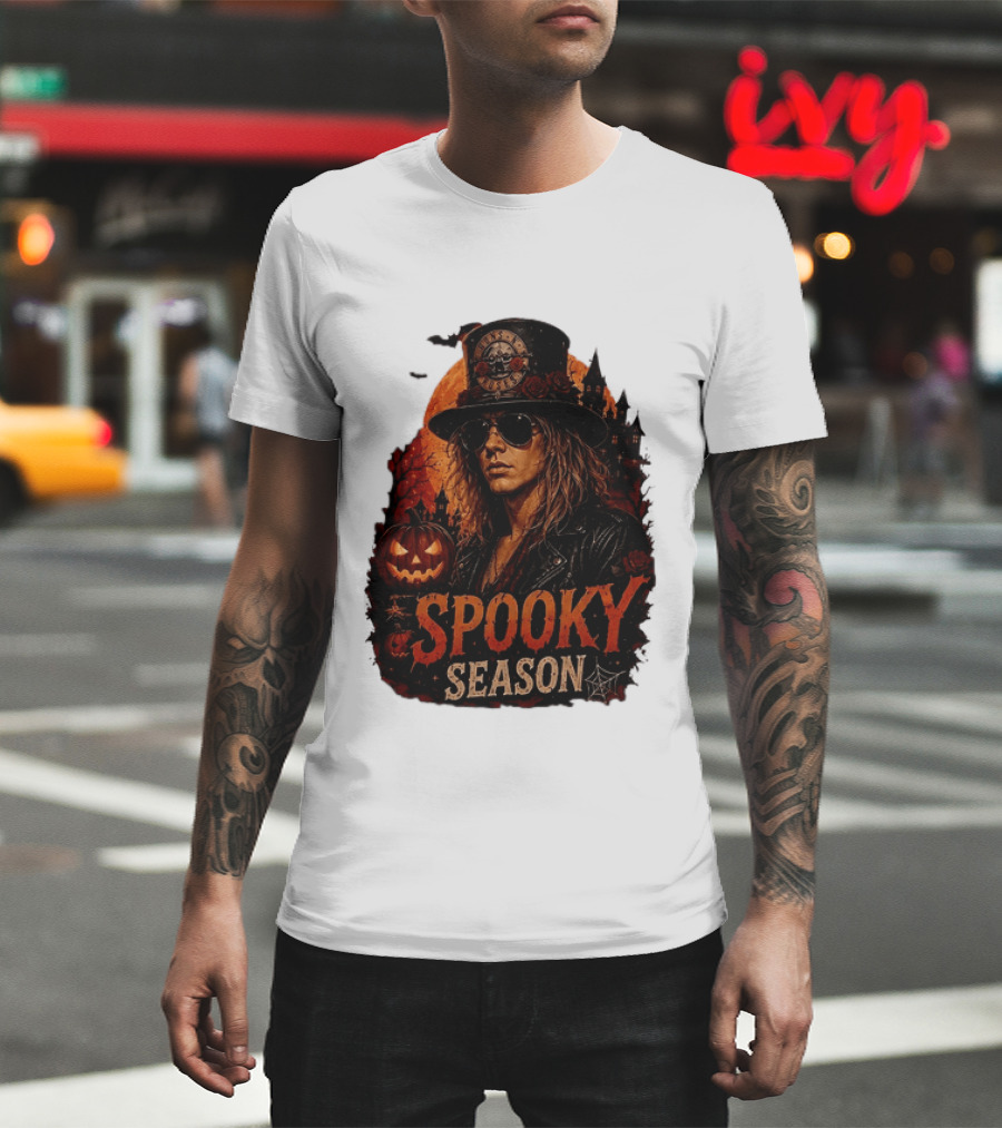 Spooky Season Buns N' Roses Halloween Pumpkin Slash T-Shirt