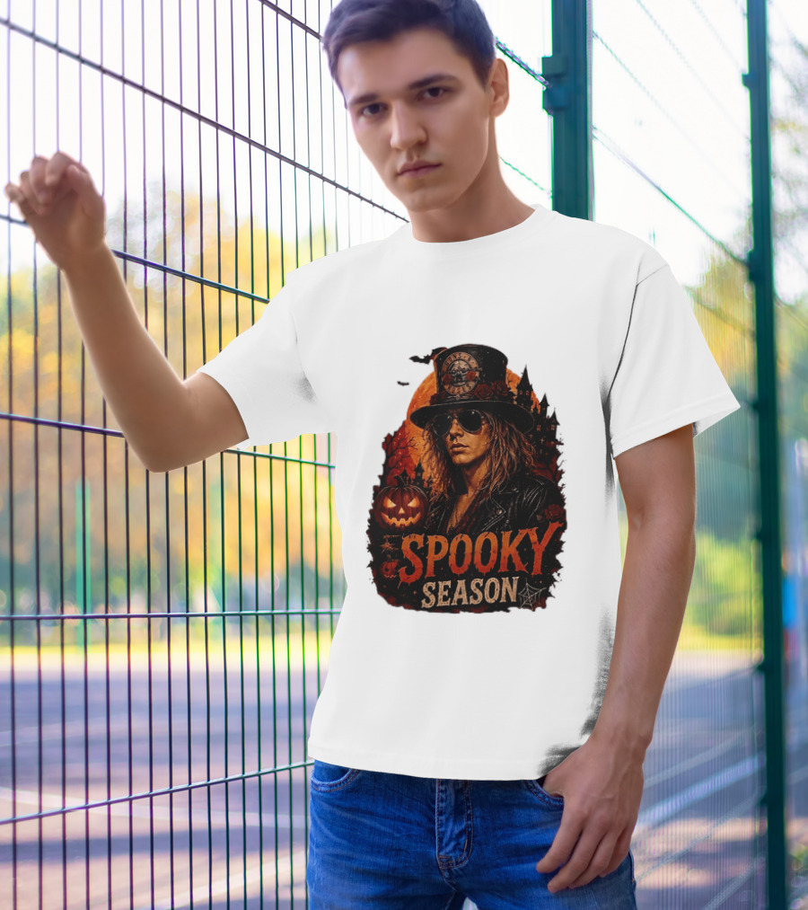 Spooky Season Buns N' Roses Halloween Pumpkin Slash T-Shirt
