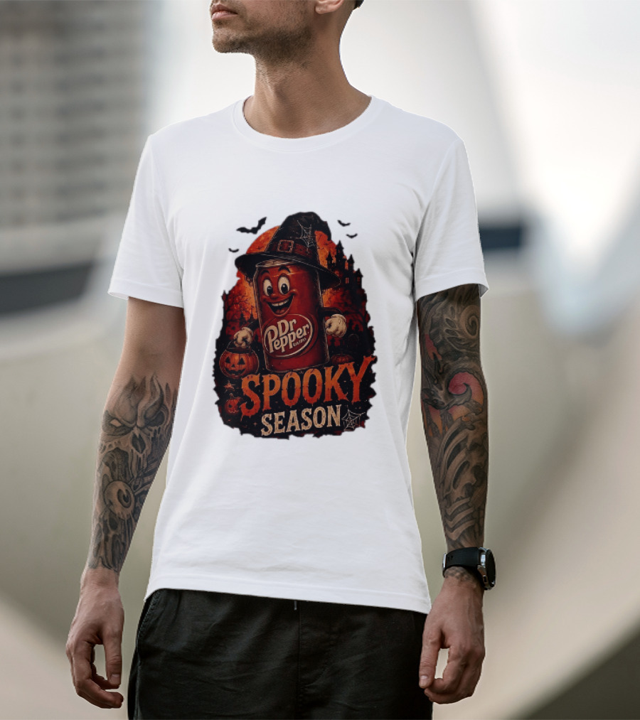 Dr Pepper Halloween Witch Can Spooky Season With Jack O' Lantern And Bats T-Shirt